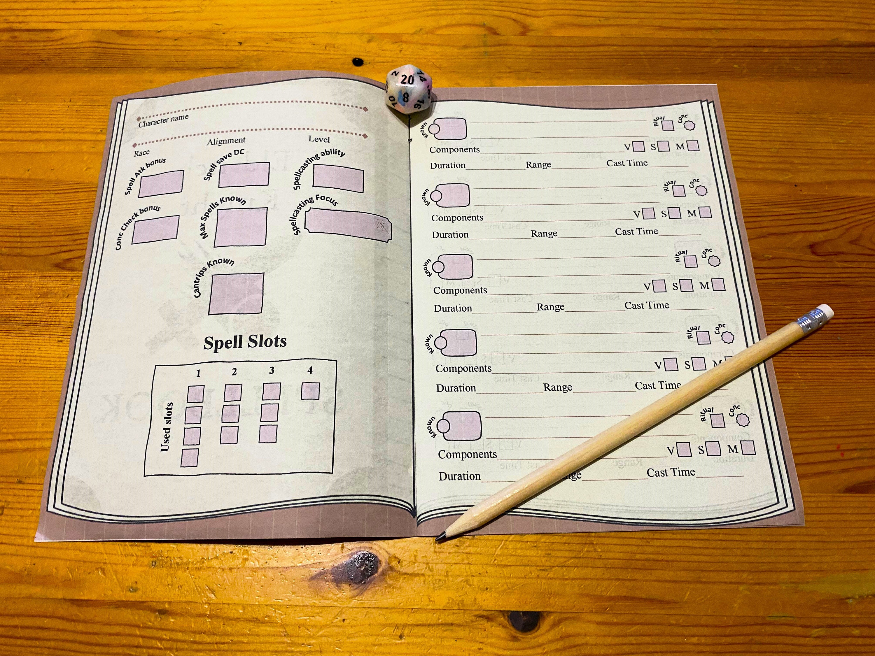Dnd Fighter Eldritch Knight Immersive Spell Book With Spell Slot ...