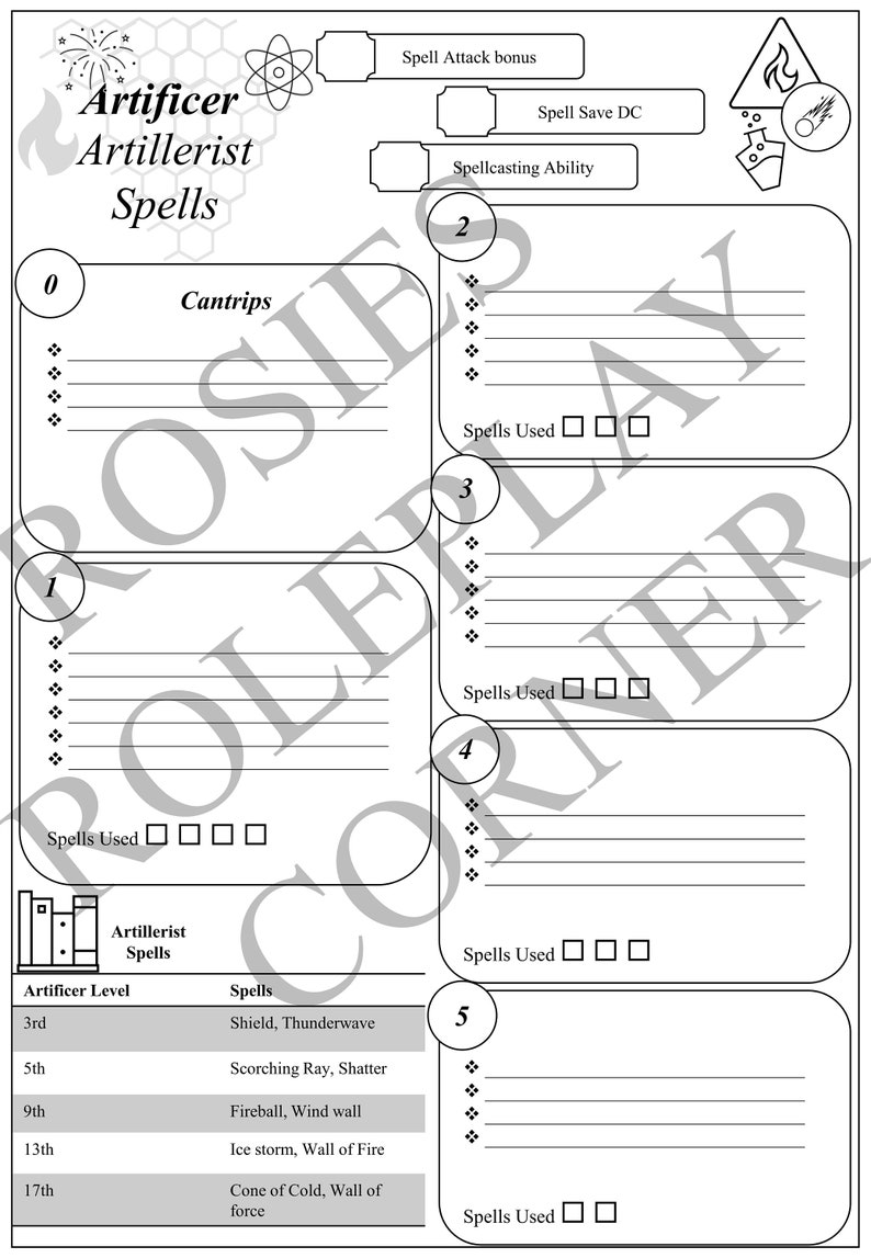 Dnd Artificer Artillerist Character Booklet - Dungeons and Dragons ...