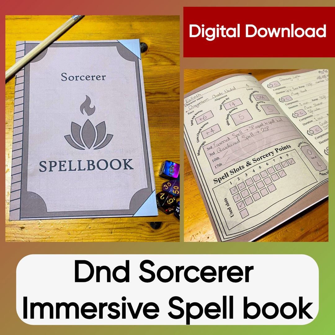 Dnd Sorcerer Immersive Spell Book With Spell Slot Trackers – Dungeons ...