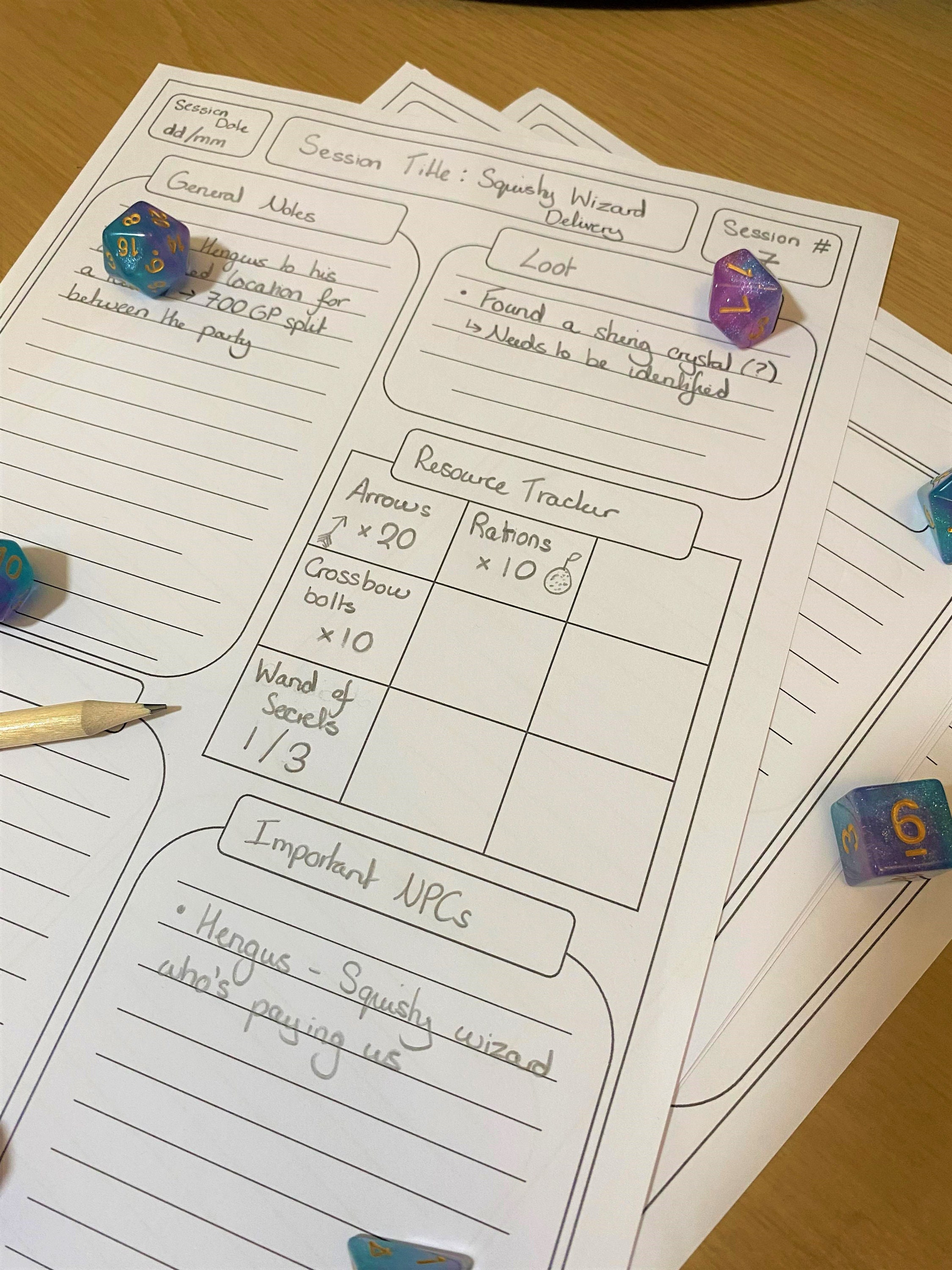 Dnd A4 Session Notes - Tabletop Campaign Adventure Digital Supplement ...