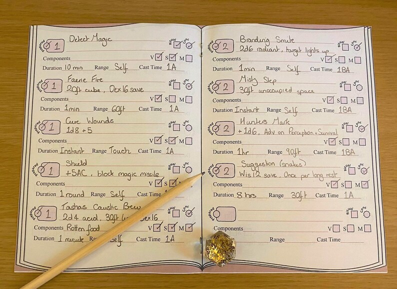 Dnd Artificer Immersive Spell Book With Spell Slot Trackers – Dungeons ...