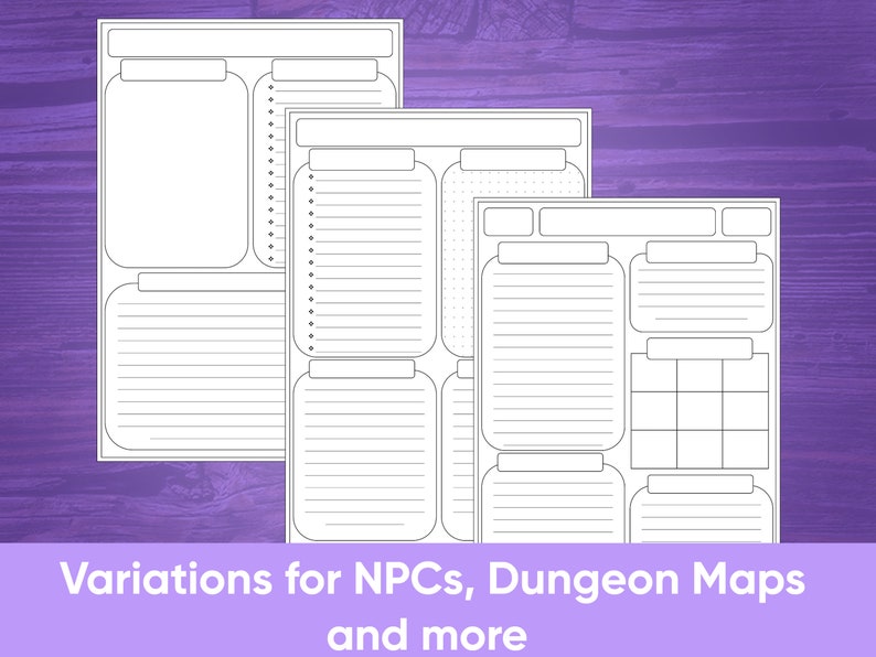 Dnd A4 Session Notes - Tabletop Campaign Adventure Digital Supplement ...