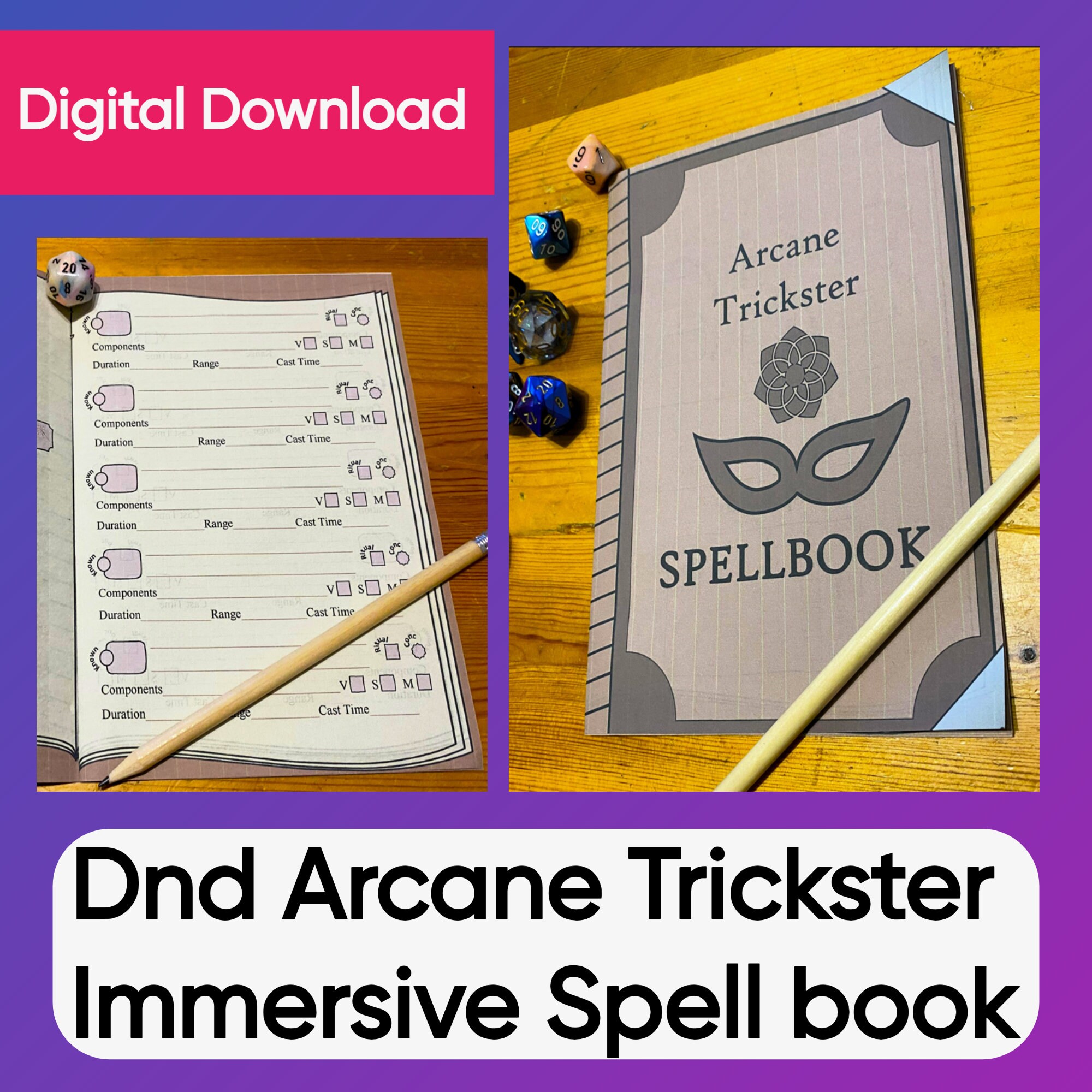 Dnd Rogue Arcane Trickster Immersive Spell Book With Spell Slot ...