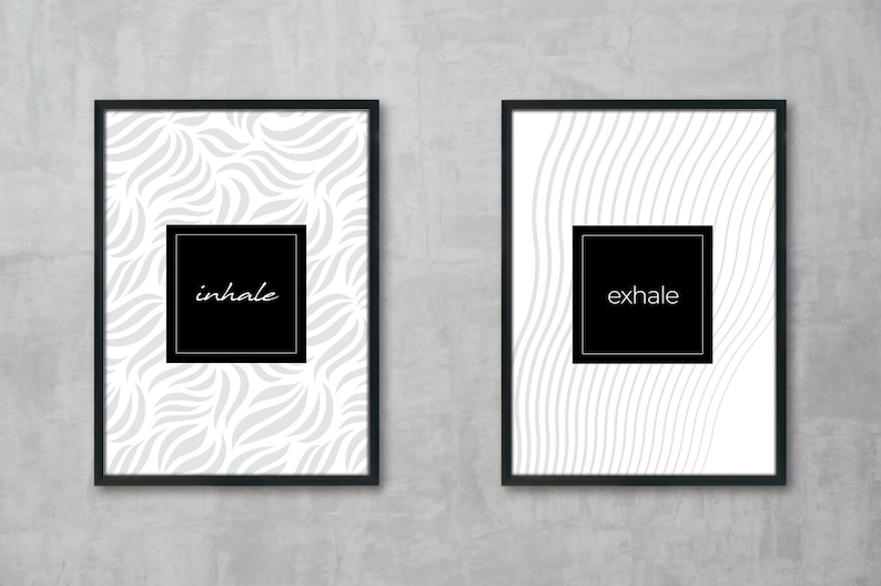 Inhale Exhale Wall Art, Black and White Wall Art, Black and White ...