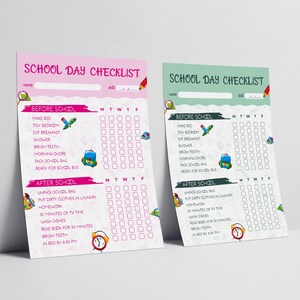 School Day Checklist, Editable School Checklist, School Day Routine for ...