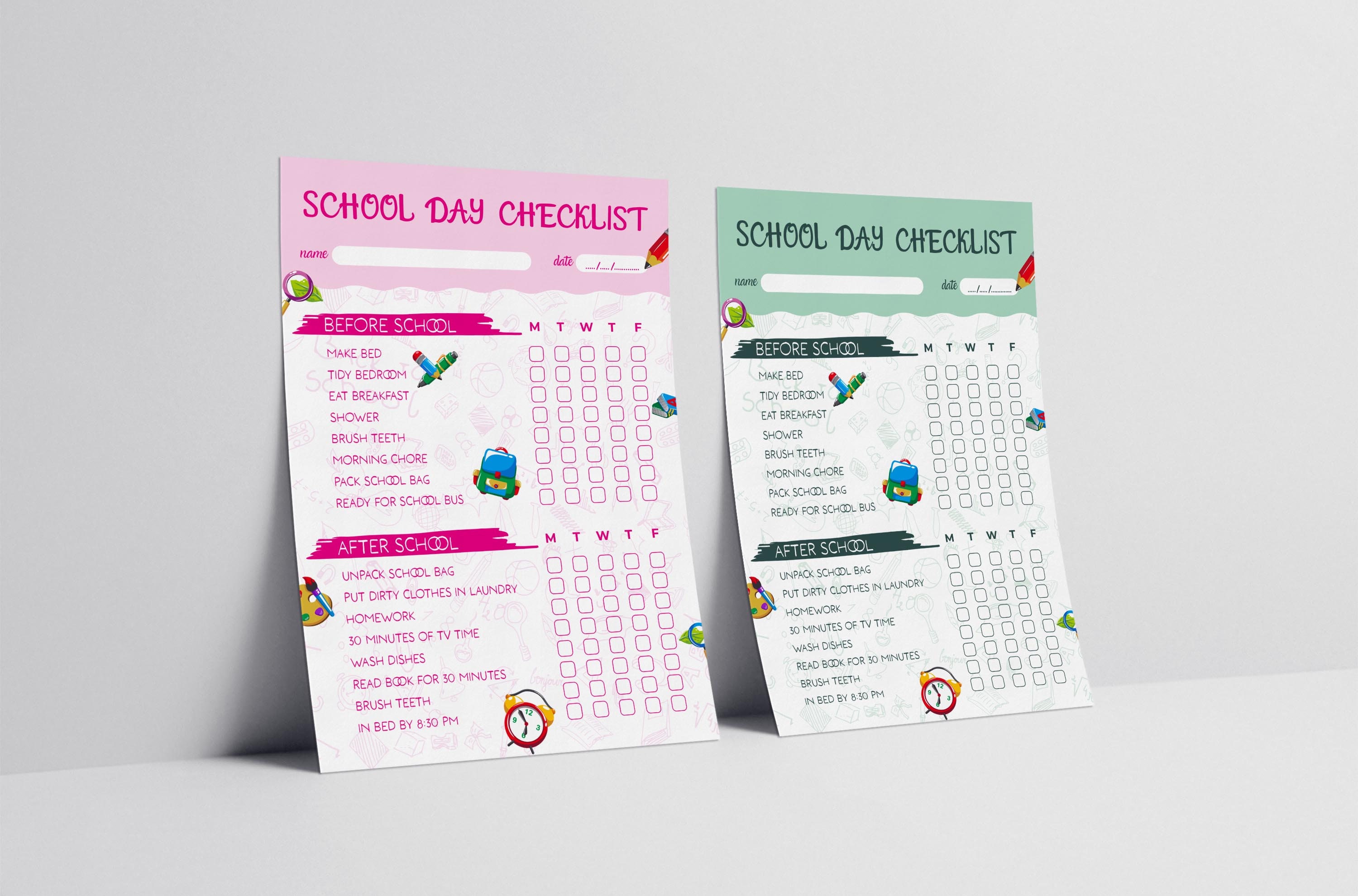 School Day Checklist, Editable School Checklist, School Day Routine for ...