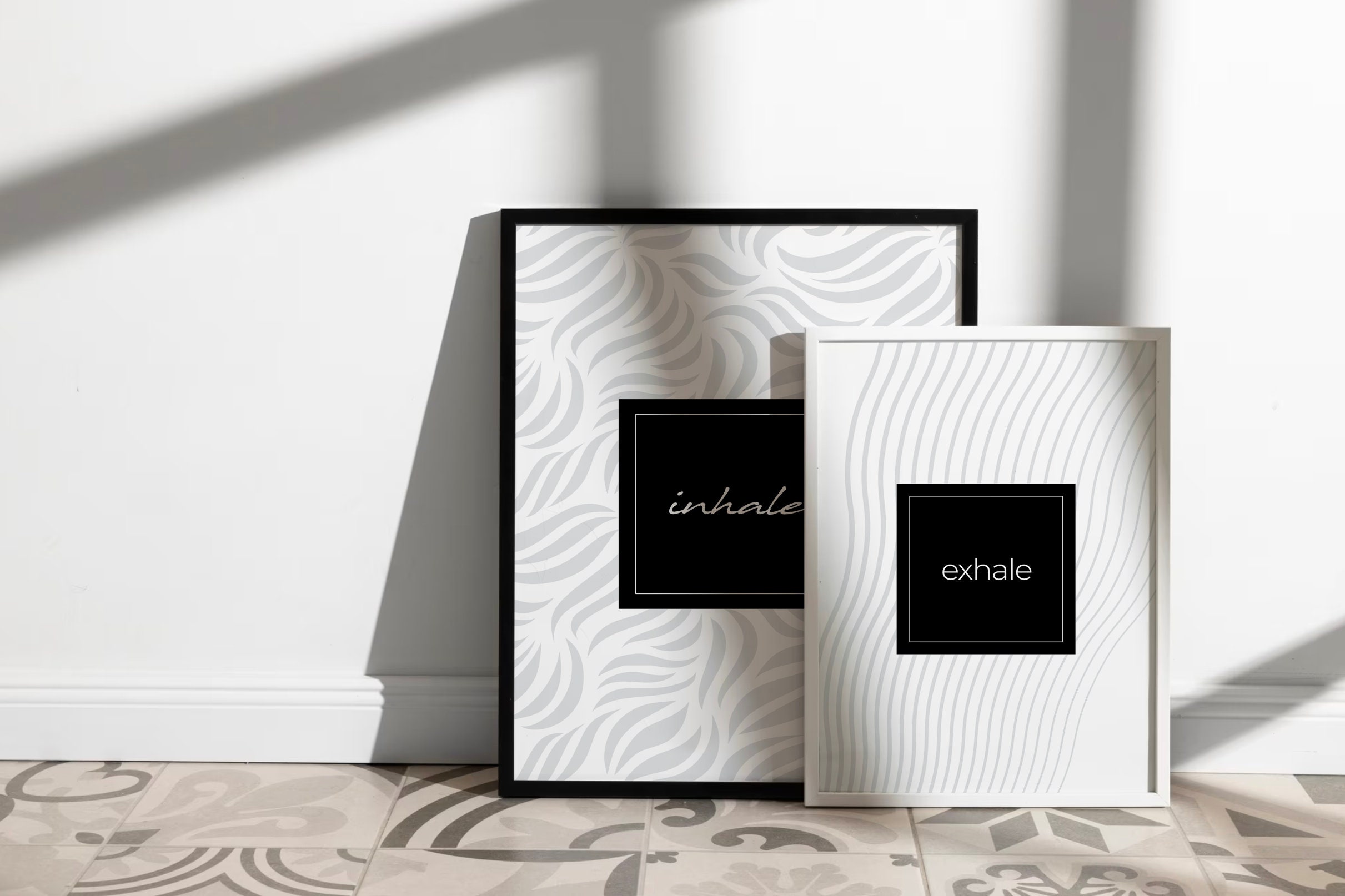 Inhale Exhale Wall Art, Black and White Wall Art, Black and White ...