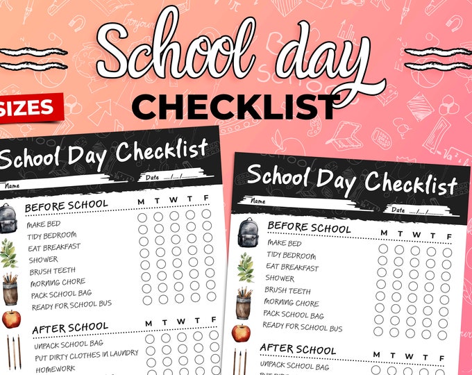 School Day Checklist - Etsy Canada