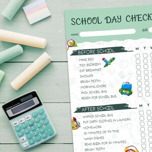 School Day Checklist, Editable School Checklist, School Day Routine for ...