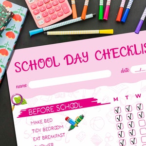 School Day Checklist, Editable School Checklist, School Day Routine for ...