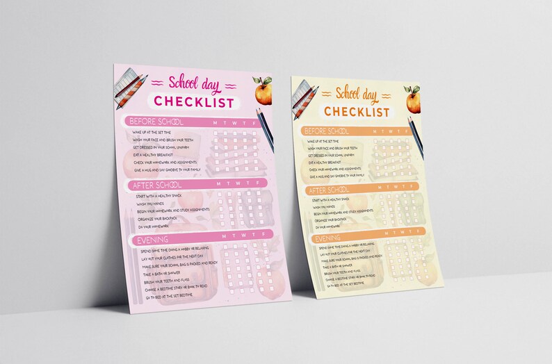 School Day Checklist, Editable School Checklist, Back to School ...