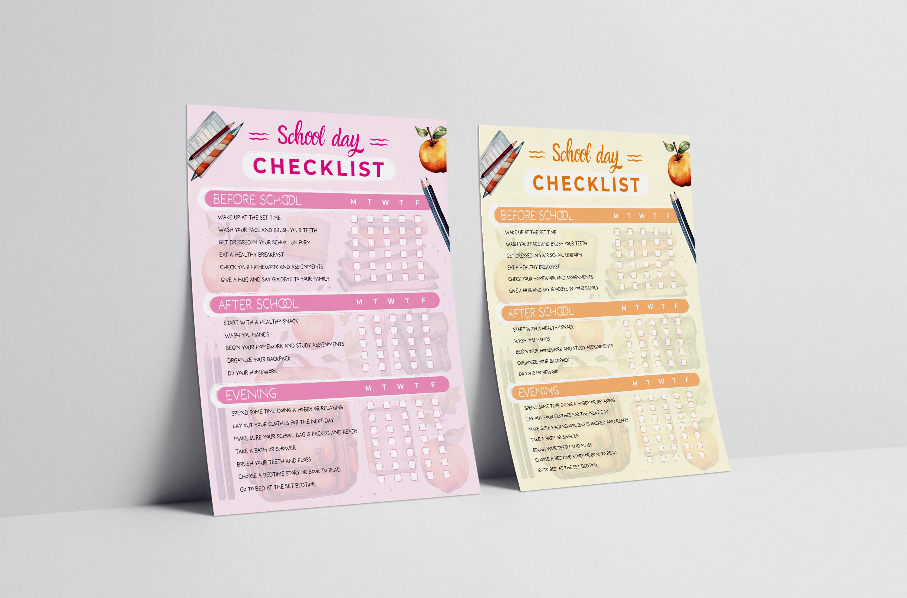 School Day Checklist Editable School Checklist Back to - Etsy