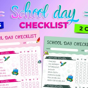School Day Checklist, Editable School Checklist, School Day Routine for ...