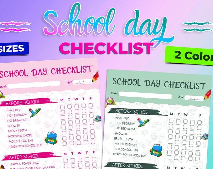 School Day Checklist - Etsy Canada