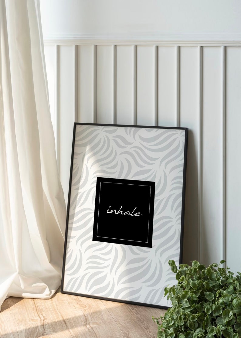 Inhale Exhale Wall Art, Black and White Wall Art, Black and White ...