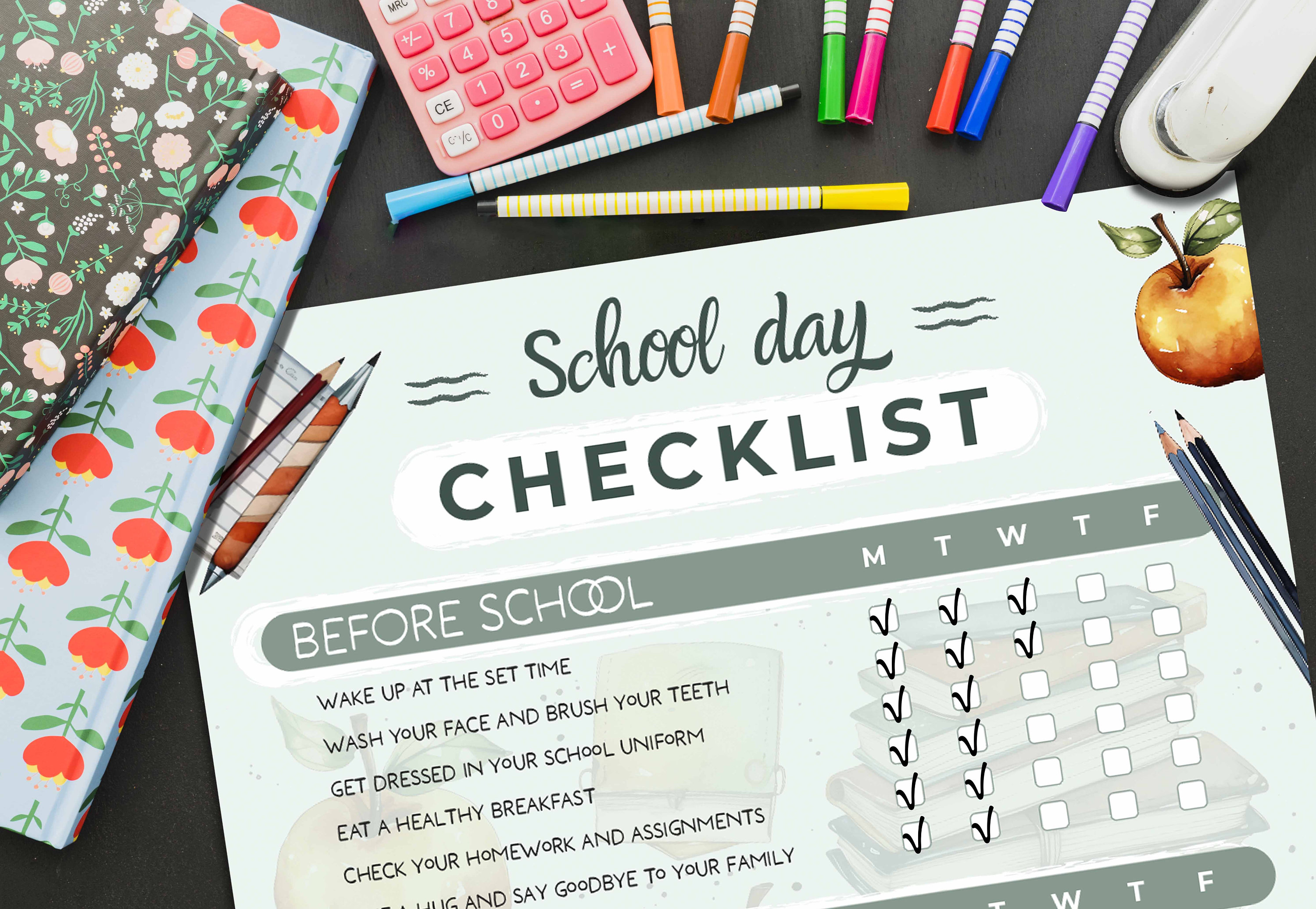 School Day Checklist Editable School Checklist Back to - Etsy