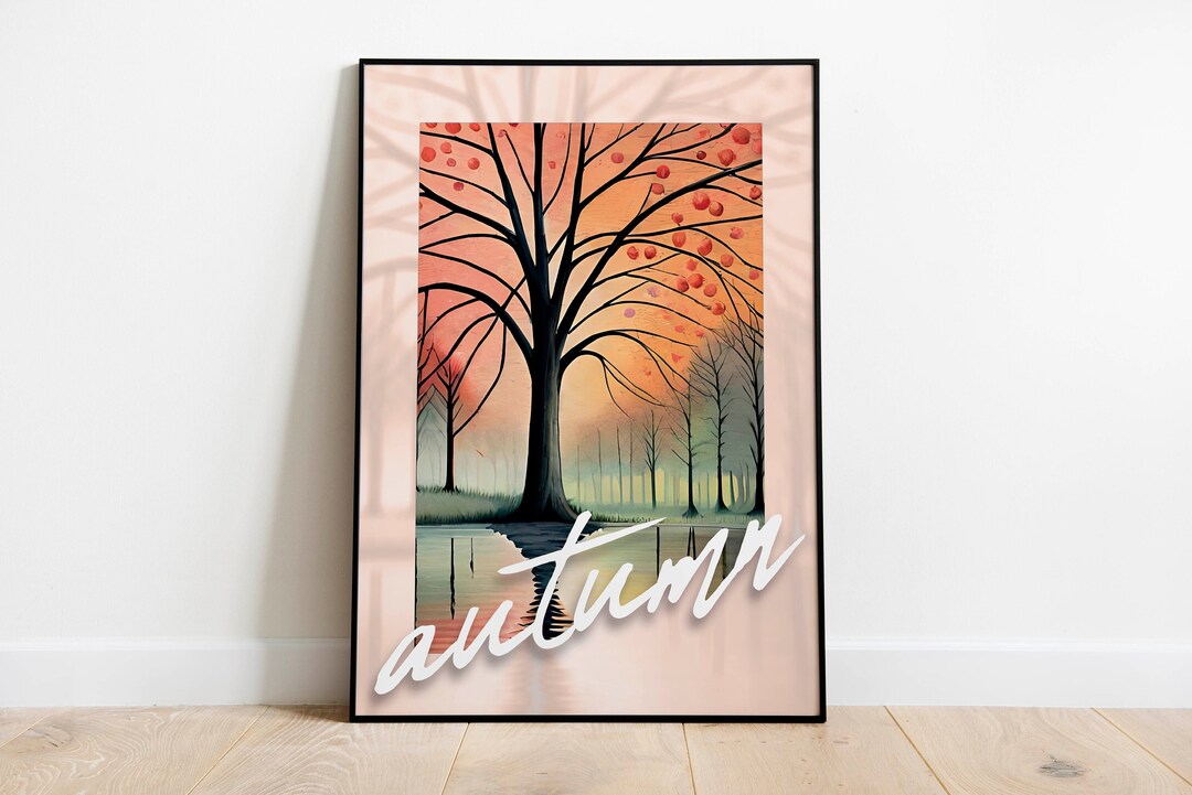 Autumn Wall Art, Tree Poster, Watercolor Autumn Poster, Printable Wall ...