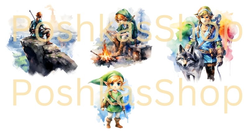Set of 20 | Link and Zelda PNG Clipart | High Quality Digital Art | the ...