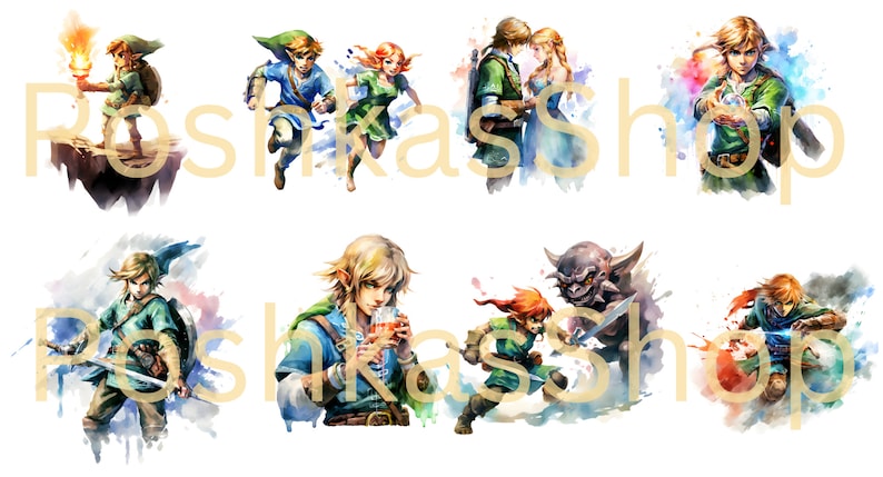 Set of 20 | Link and Zelda PNG Clipart | High Quality Digital Art | the ...