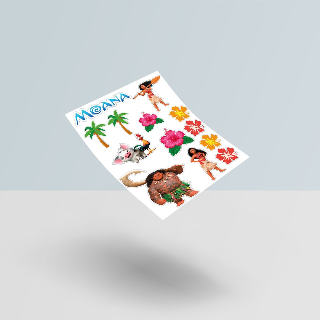 Moana Sticker Sheet/ Moana Stickers/ Moana Cake Topper/ Moana - Etsy