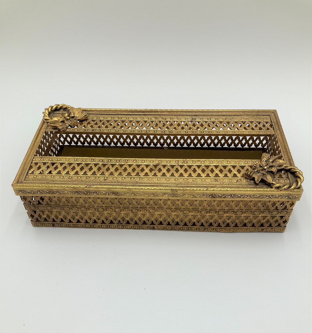 Vintage Gold Filigree Metal Tissue Box Holder, Hollywood Regency - Etsy