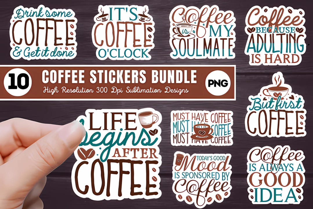 Cute Coffee Stickers Design Digital Download Printable Stickers Retro ...