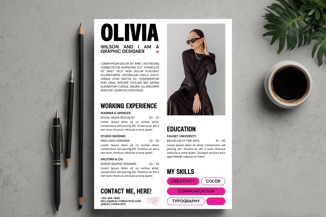 Professional Graphic Designer Resume Template Engineering CV Job Application Career Portfolio ...