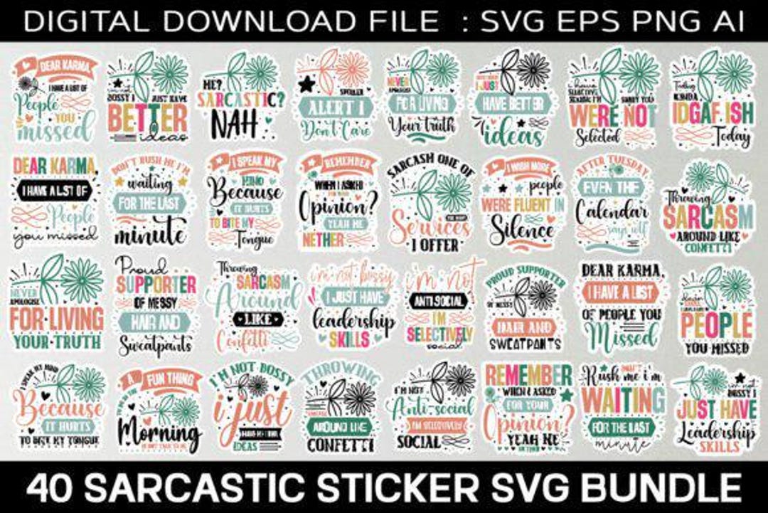 Sarcastic Printable Stickers SVG Stickers Vintage Label SVG Stickers ...