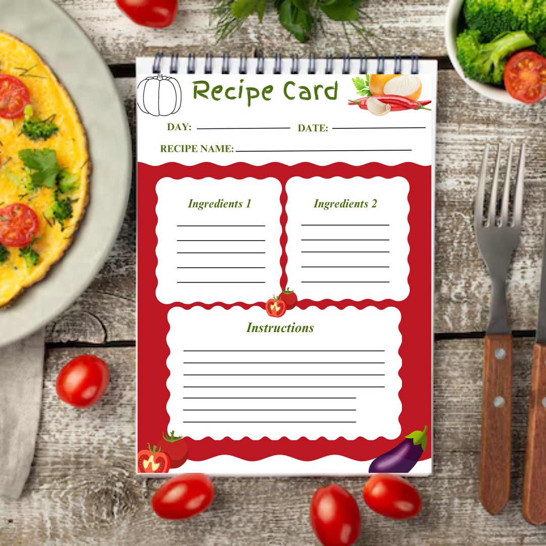 Recipe Card Design | Recipe Card Template | Watercolor Recipe Card ...