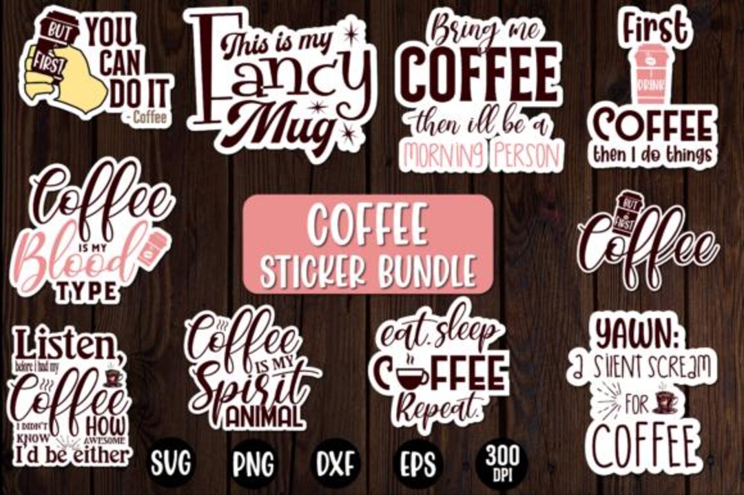 Printable Coffee Stickers Design Set | Digital Download | Printable ...