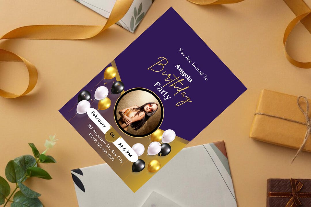 Digital Birthday Invitation Card Editable Party Invite Printable Card ...