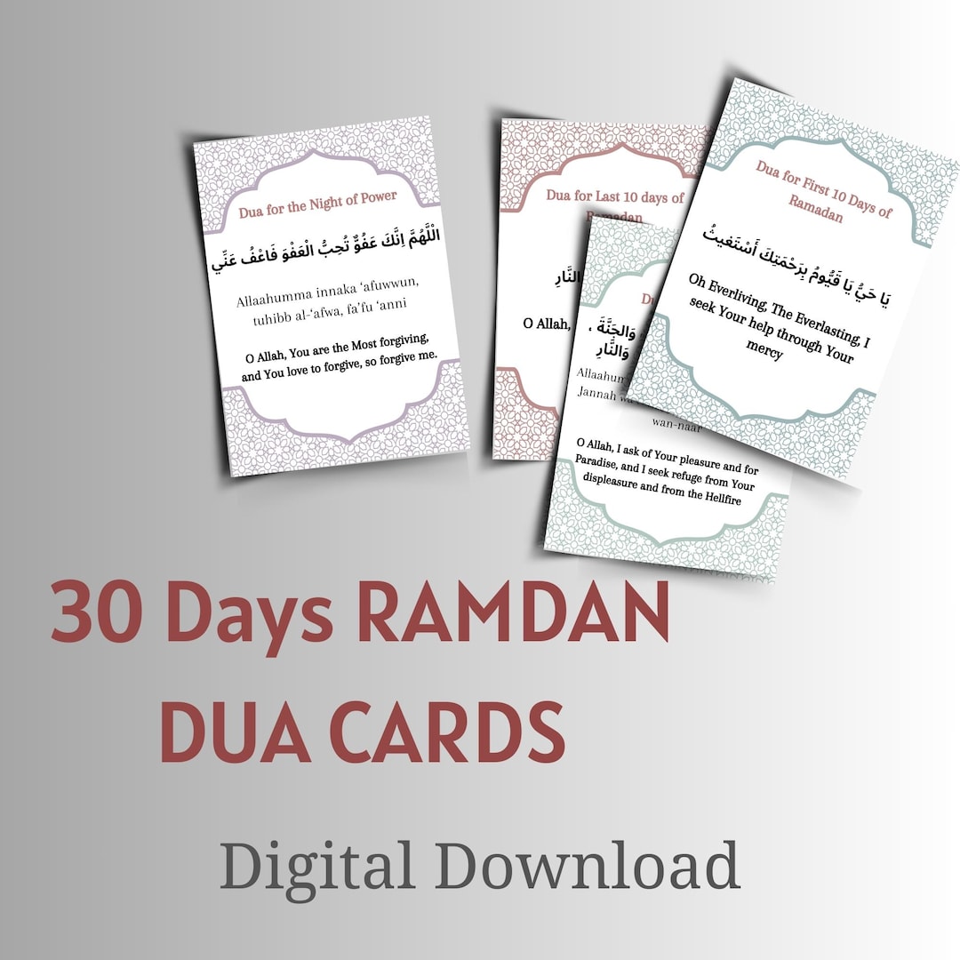 30 Ramadan Dua Cards, Dua Printable Ramadan Prayer Card, Islamic Flash ...