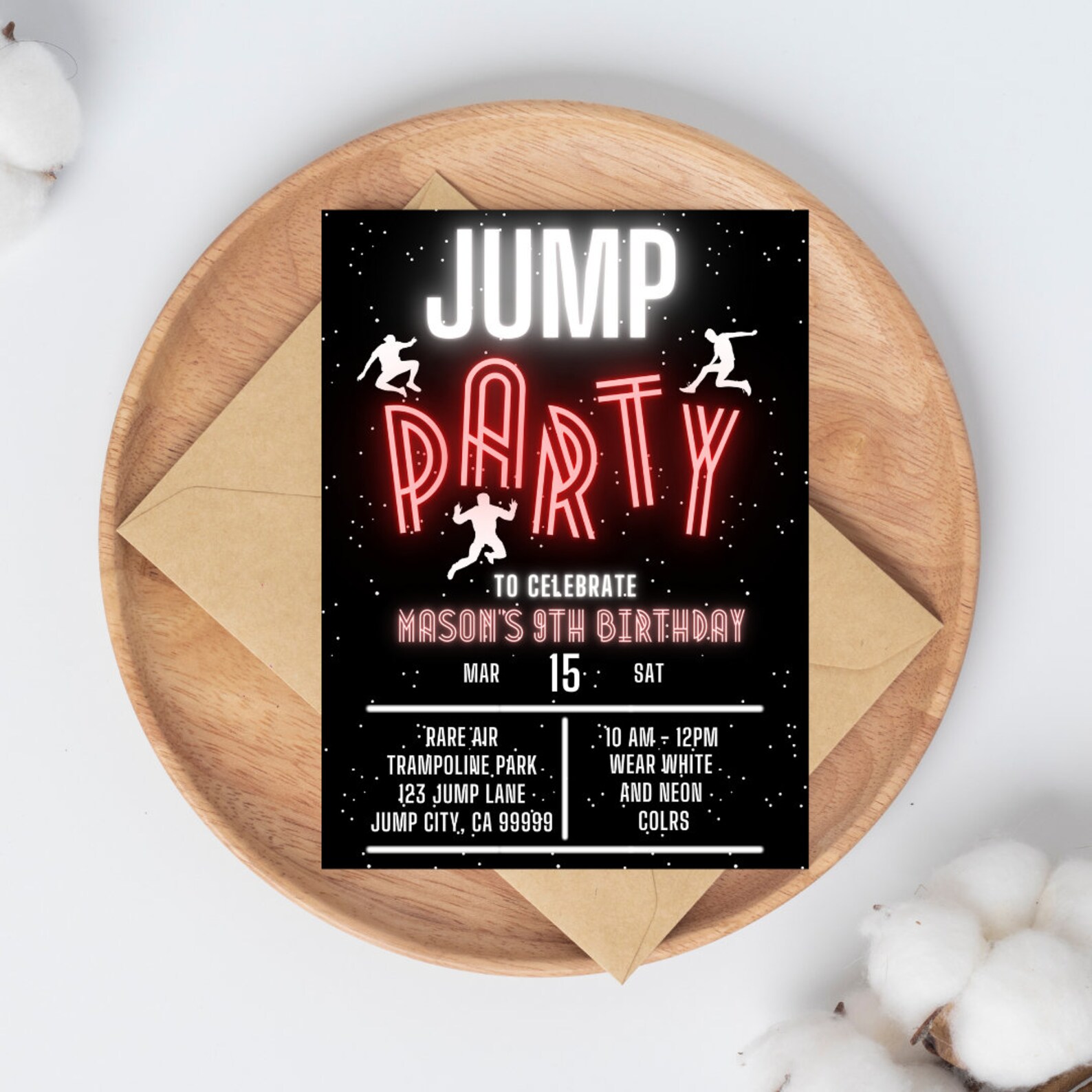 Trampoline Park Birthday Invitation, Editable Trampoline Invitation ...