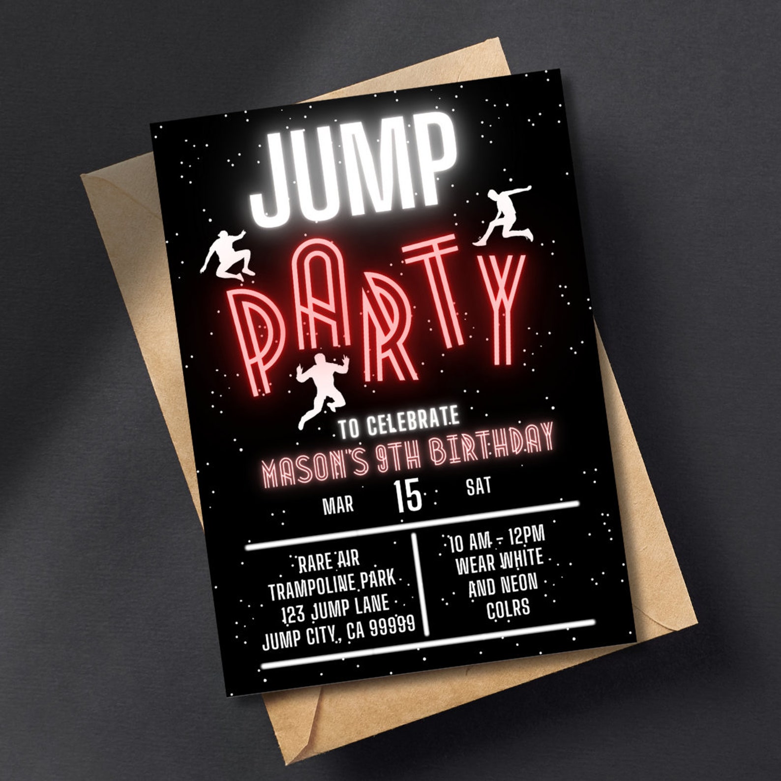 Trampoline Park Birthday Invitation, Editable Trampoline Invitation ...