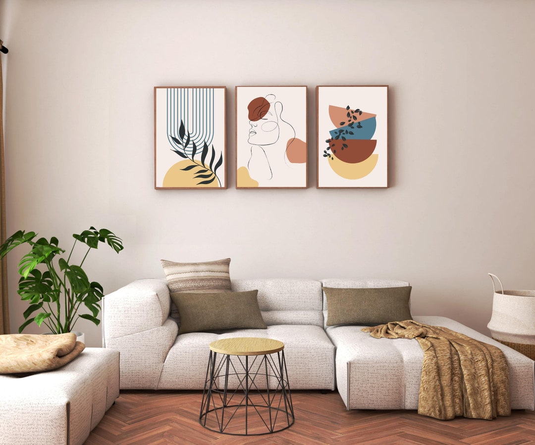 Retro Modern Art Prints, Set of 3 Posters, Boho Wall Art, Colorful Room ...