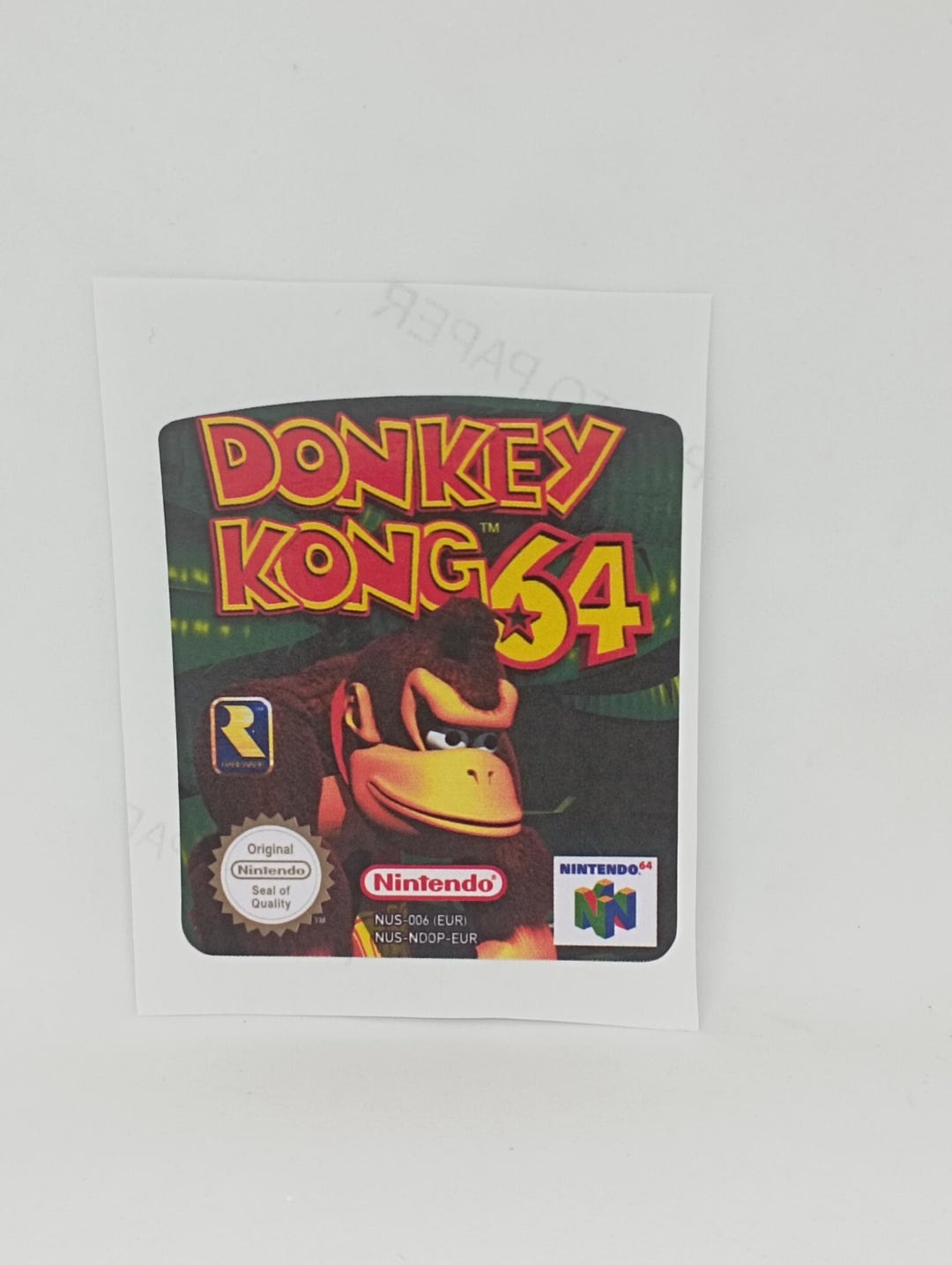 Label / Sticker for Restore Nintendo 64 N64 Cartridges of Donkey Kong ...