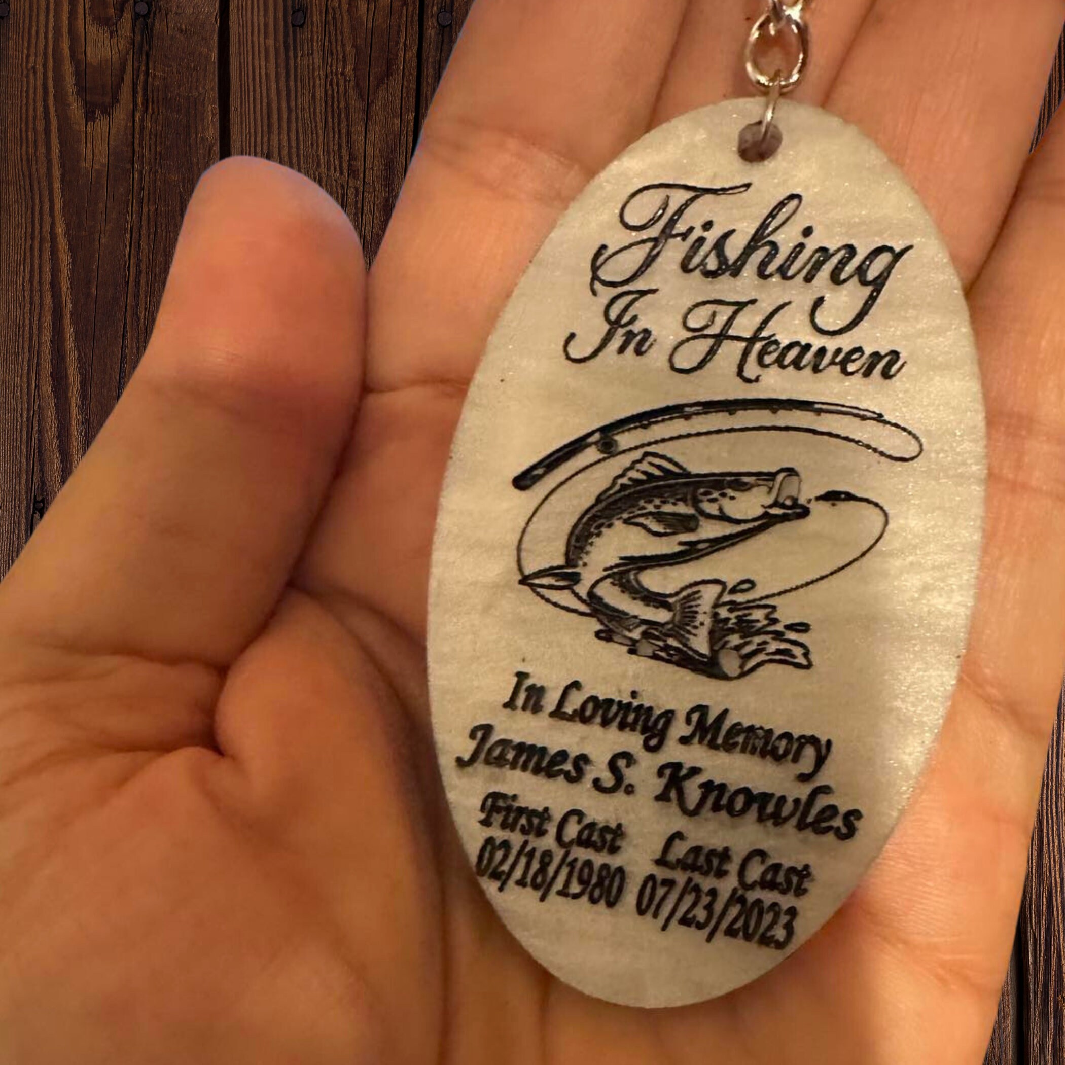Personalized Fishing in Heaven Name Tag for Urns Christmas Ornament ...