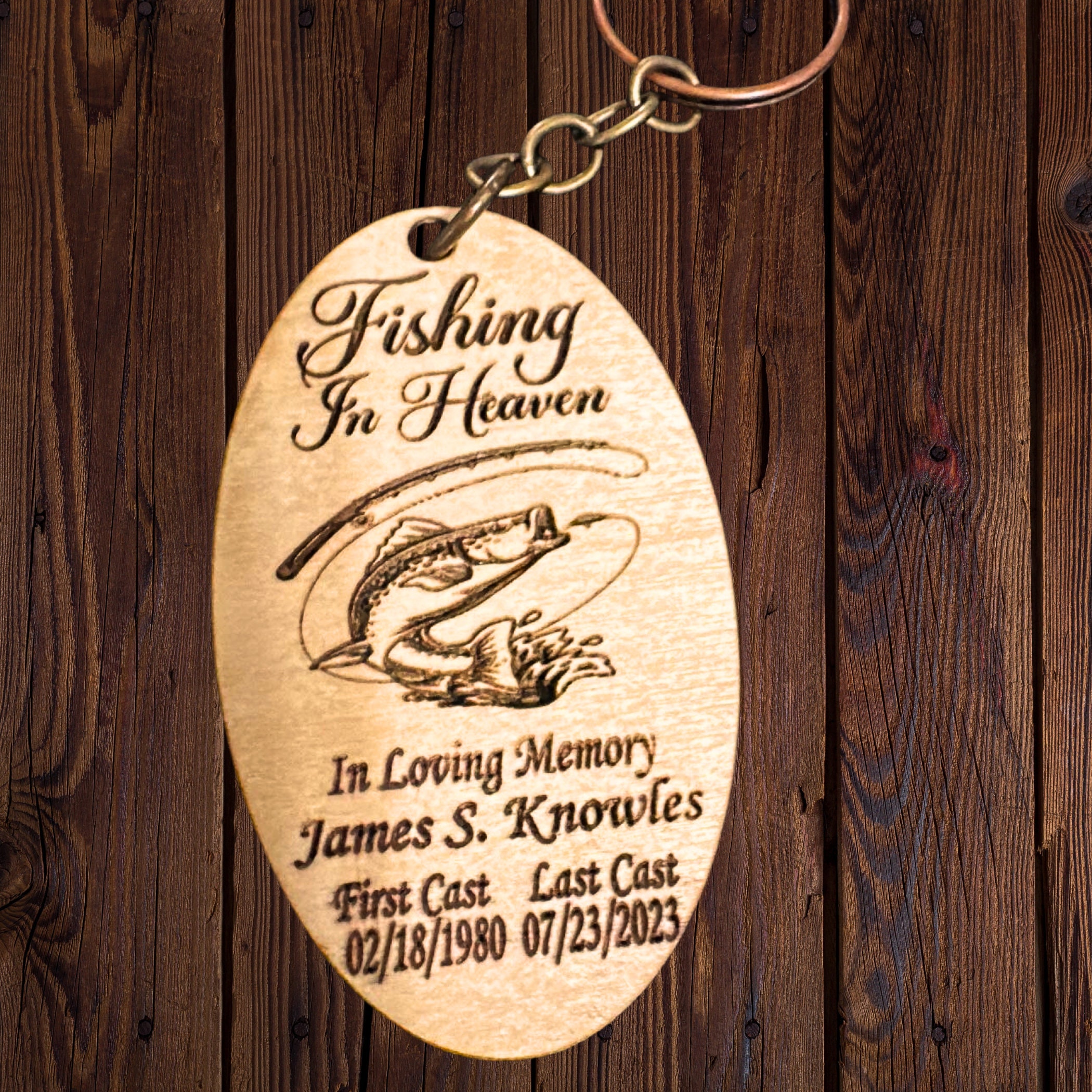 Personalized Fishing in Heaven Name Tag for Urns Christmas Ornament ...