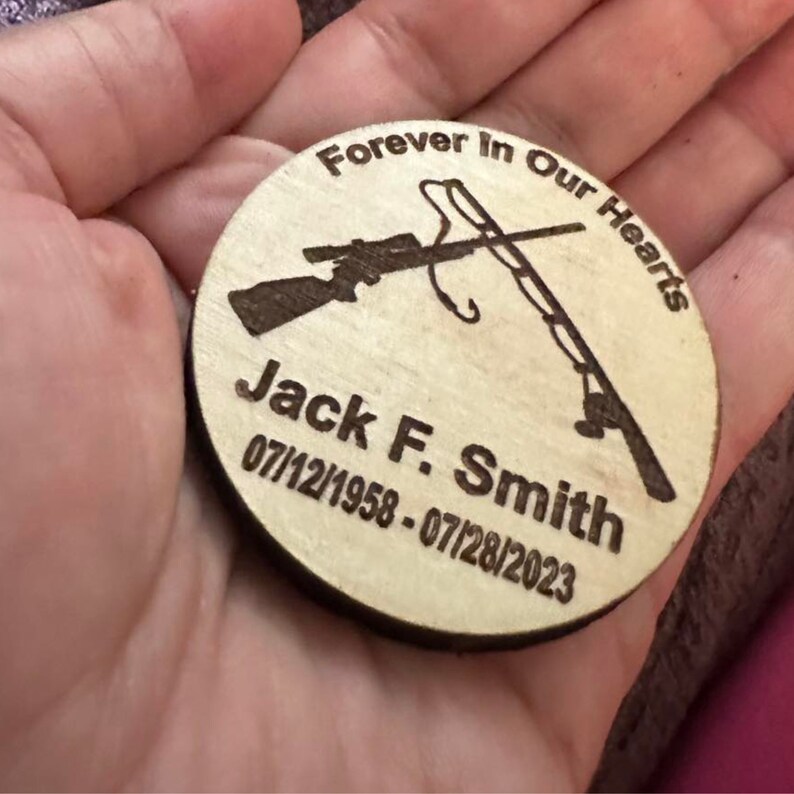 Hunting Rifle and Fishing Rod Personalized Funeral Favor - Engraved ...