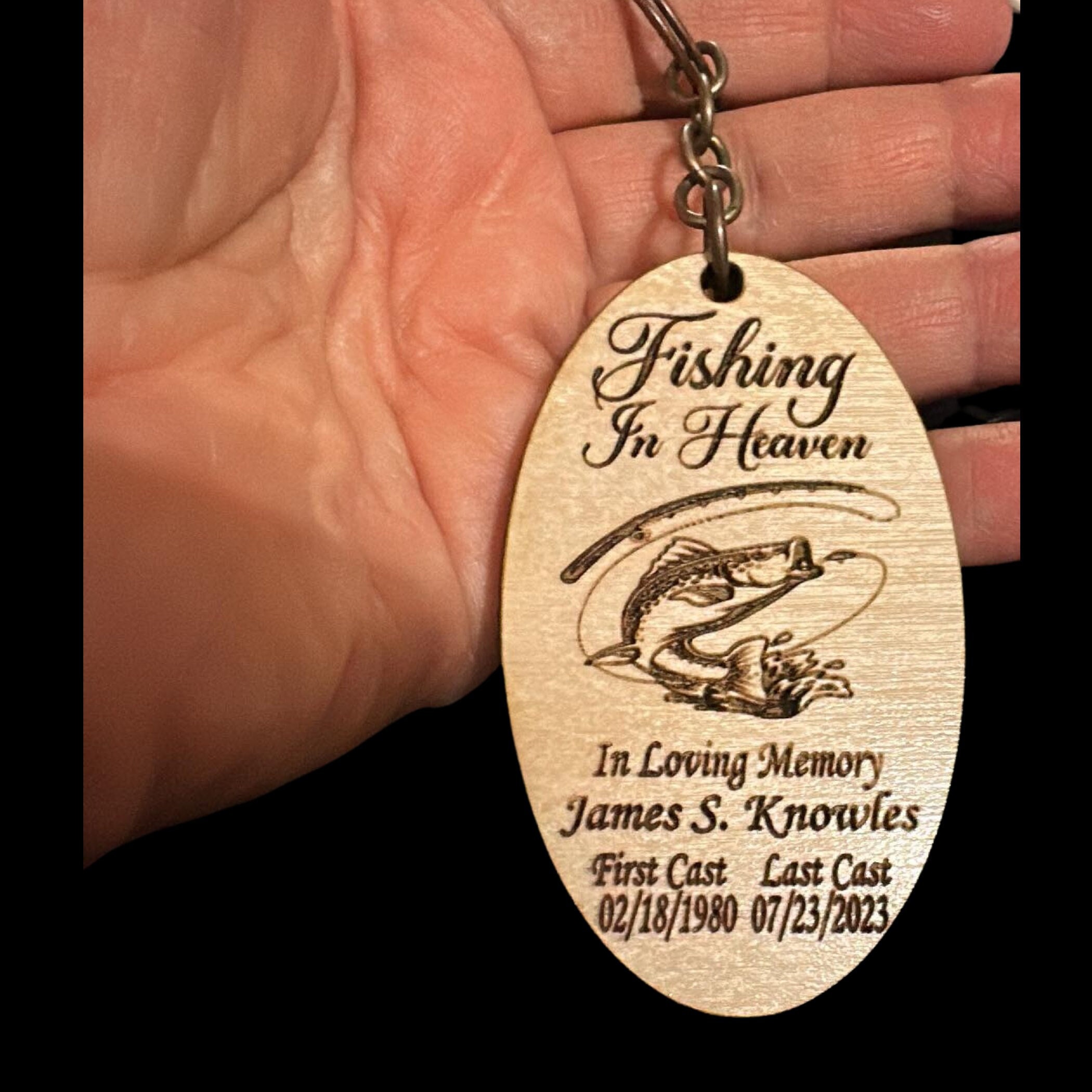 Personalized Fishing in Heaven Name Tag for Urns Christmas Ornament ...
