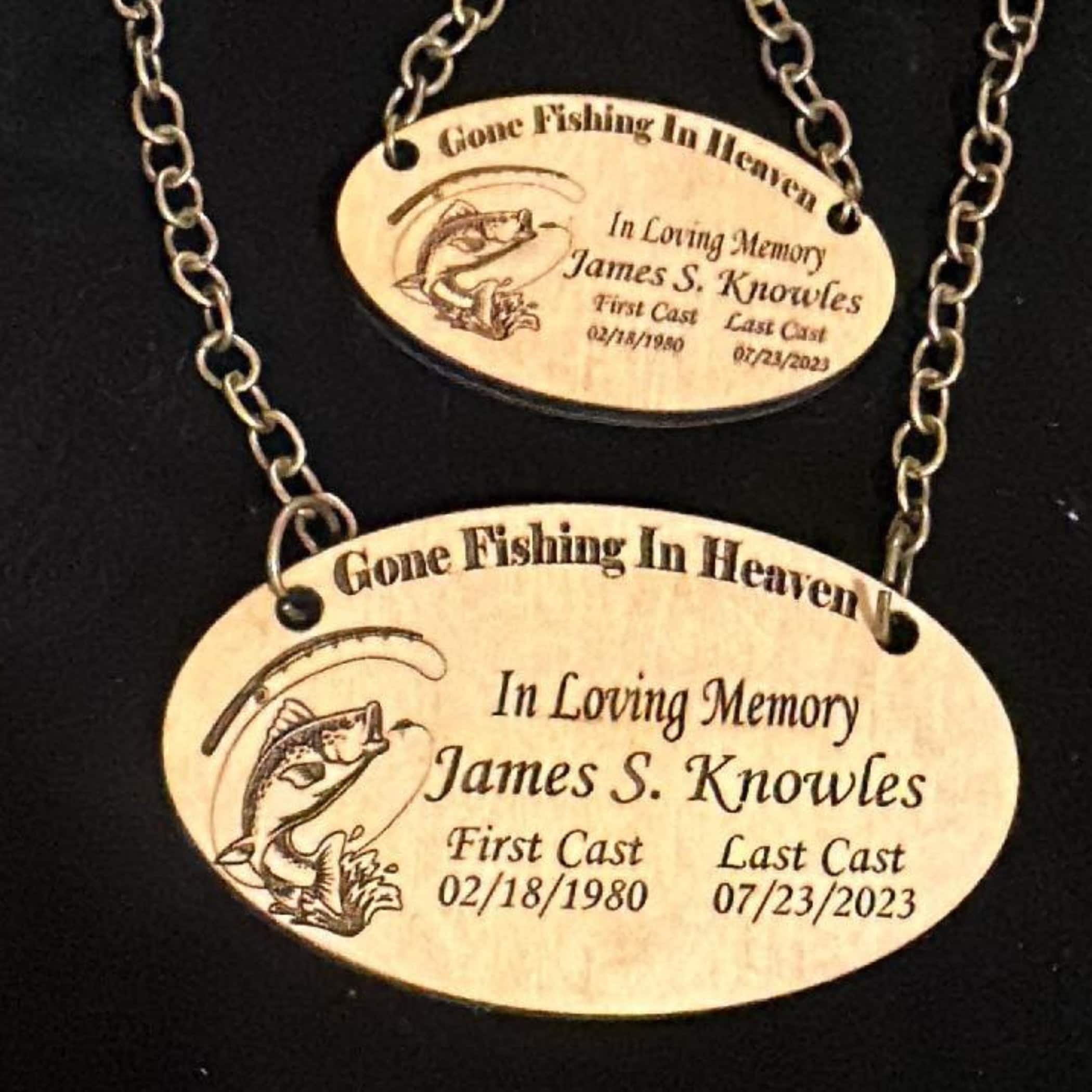 Personalized Fishing in Heaven Name Tag for Urns Christmas Ornament ...