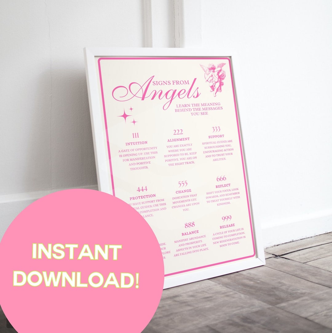 Angel Numbers Art Print (white and Pink) - Etsy
