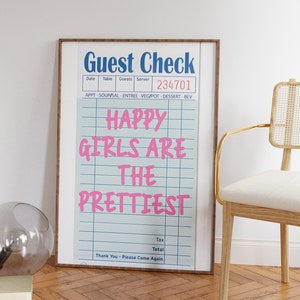 Guest Check Art Print - Happy Girls - Etsy