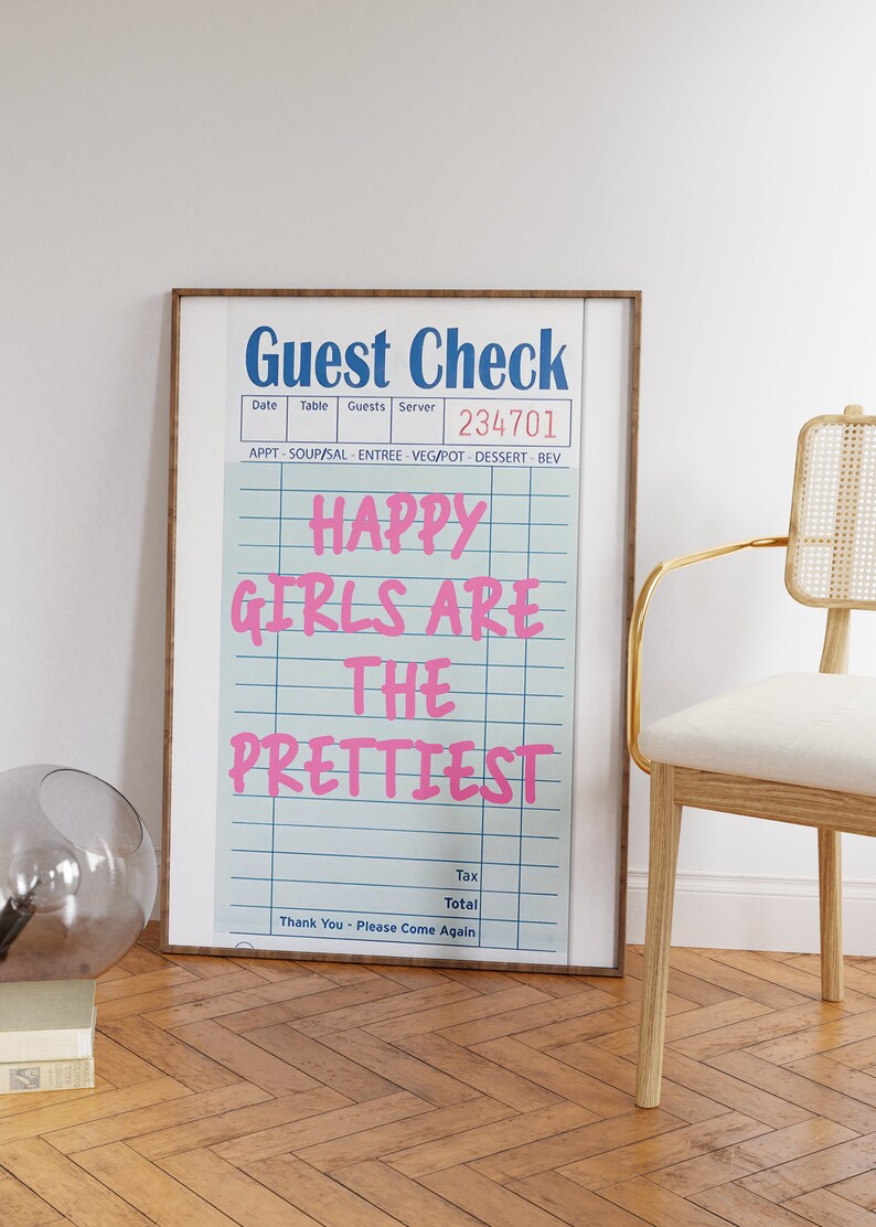 Guest Check Art Print - Happy Girls - Etsy