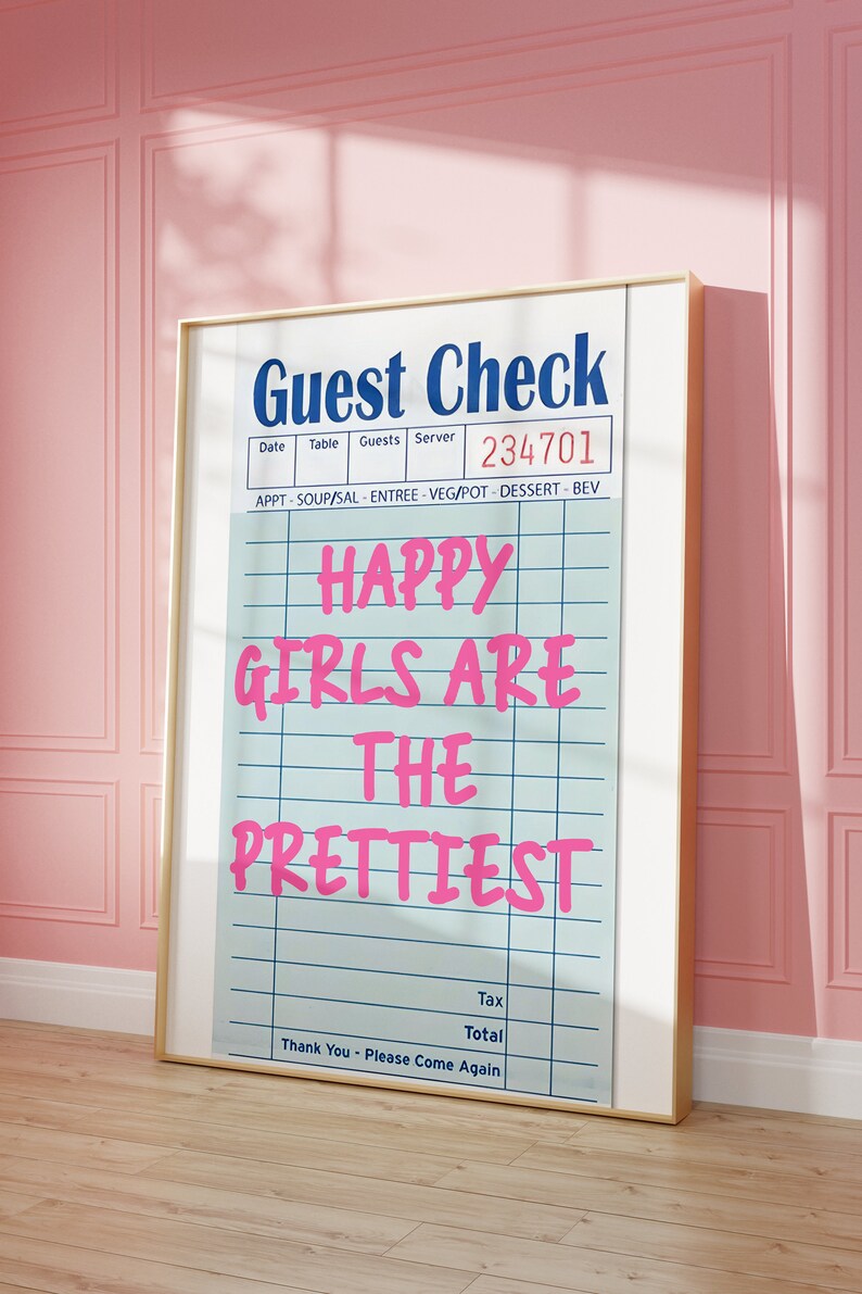 Guest Check Art Print - Happy Girls - Etsy