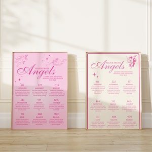 Angel Numbers Art Print (white and Pink) - Etsy