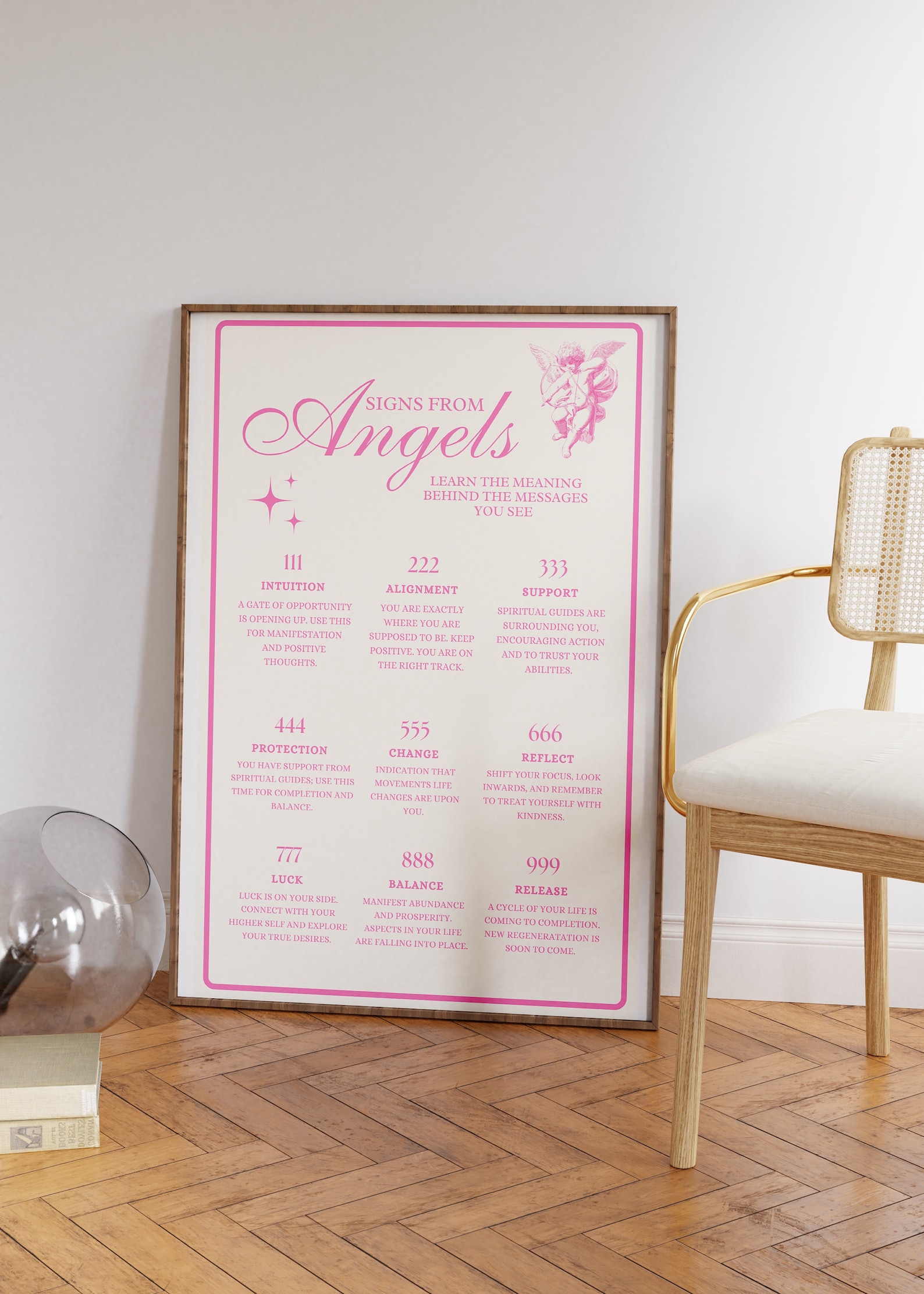 Angel Numbers Art Print (white and Pink) - Etsy