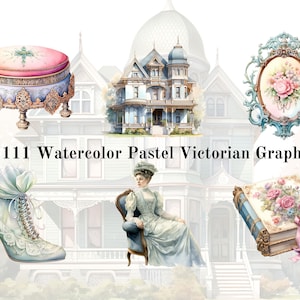 111 Pastel Victorian Watercolor Clipart Bundle –PNG Transparent ...