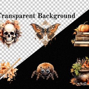 78 PNG Brown Halloween Watercolor Clipart Bundle: Junk Journal Cute ...