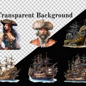 80 Pirate Watercolor Clipart Bundle-watercolor Age of Sea PNG ...